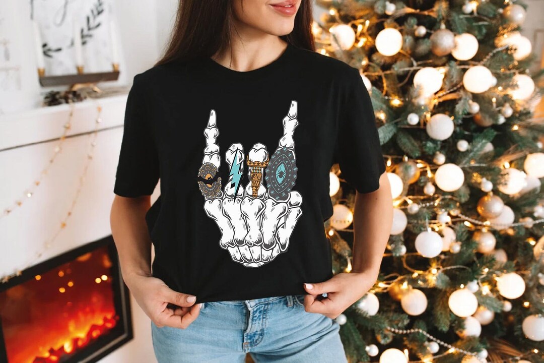 Concho Ring Shirt Skeleton Rock Hands, Western Shirt, Metallica Shirt ...