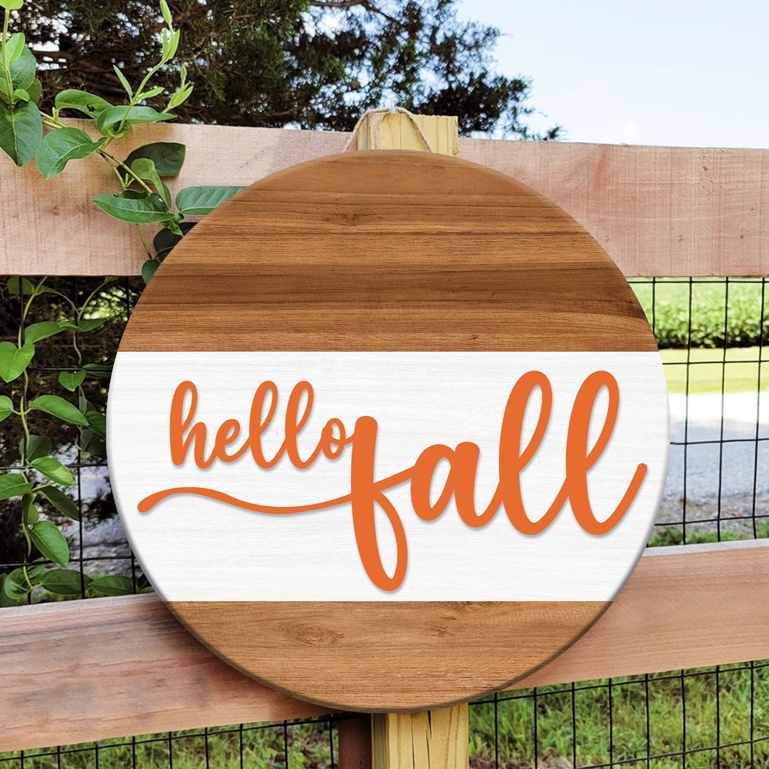 Hello Fall Leaf Door Sign Autumn Welcome Sign Fall Front - Etsy