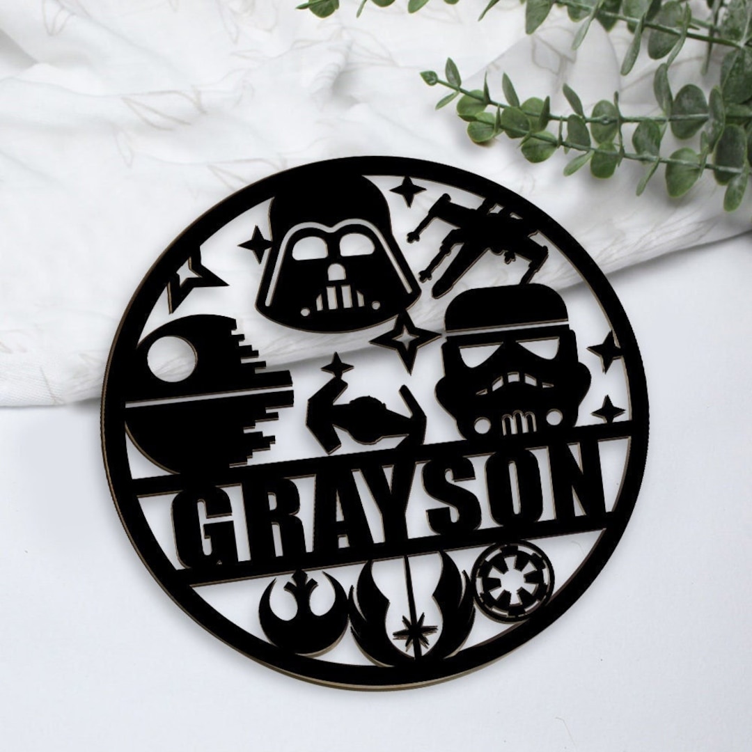 Personalized Star Wars Door Hanger Round Nursery Wooden Sign - Etsy