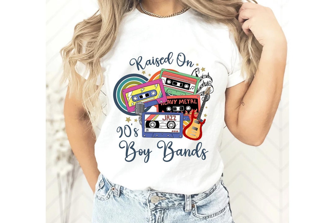 Raised on 90's Boy Band Shirt Gift for Fans, Cassette Tapes Shirt ...