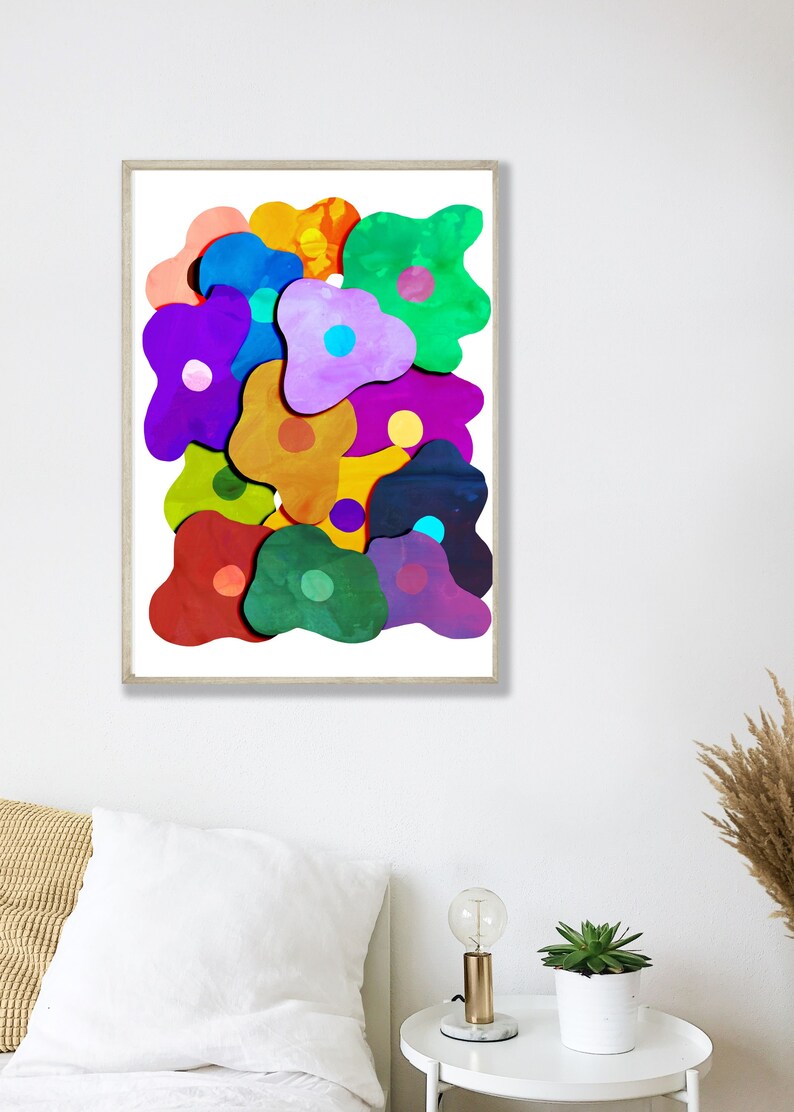 Set of 3 Colorful Bold Art - Handmade Colorful Collage Digital Wall Art ...