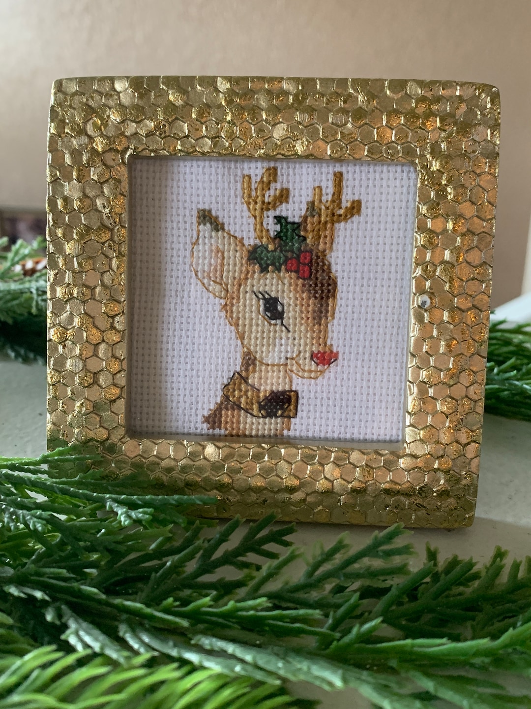 Rudolf the Red Nosed Reindeer Cross Stitch Picture - Etsy