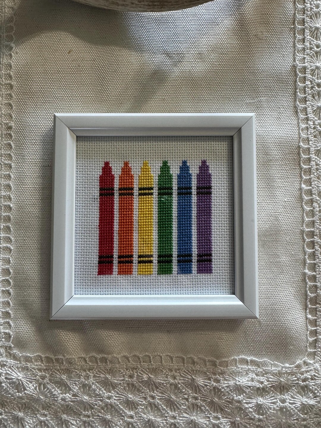 Teacher Crayon Cross Stitch Picture - Etsy