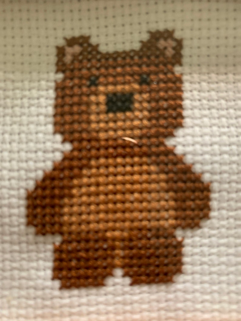 Teddy Bear Cross Stitch Picture - Etsy