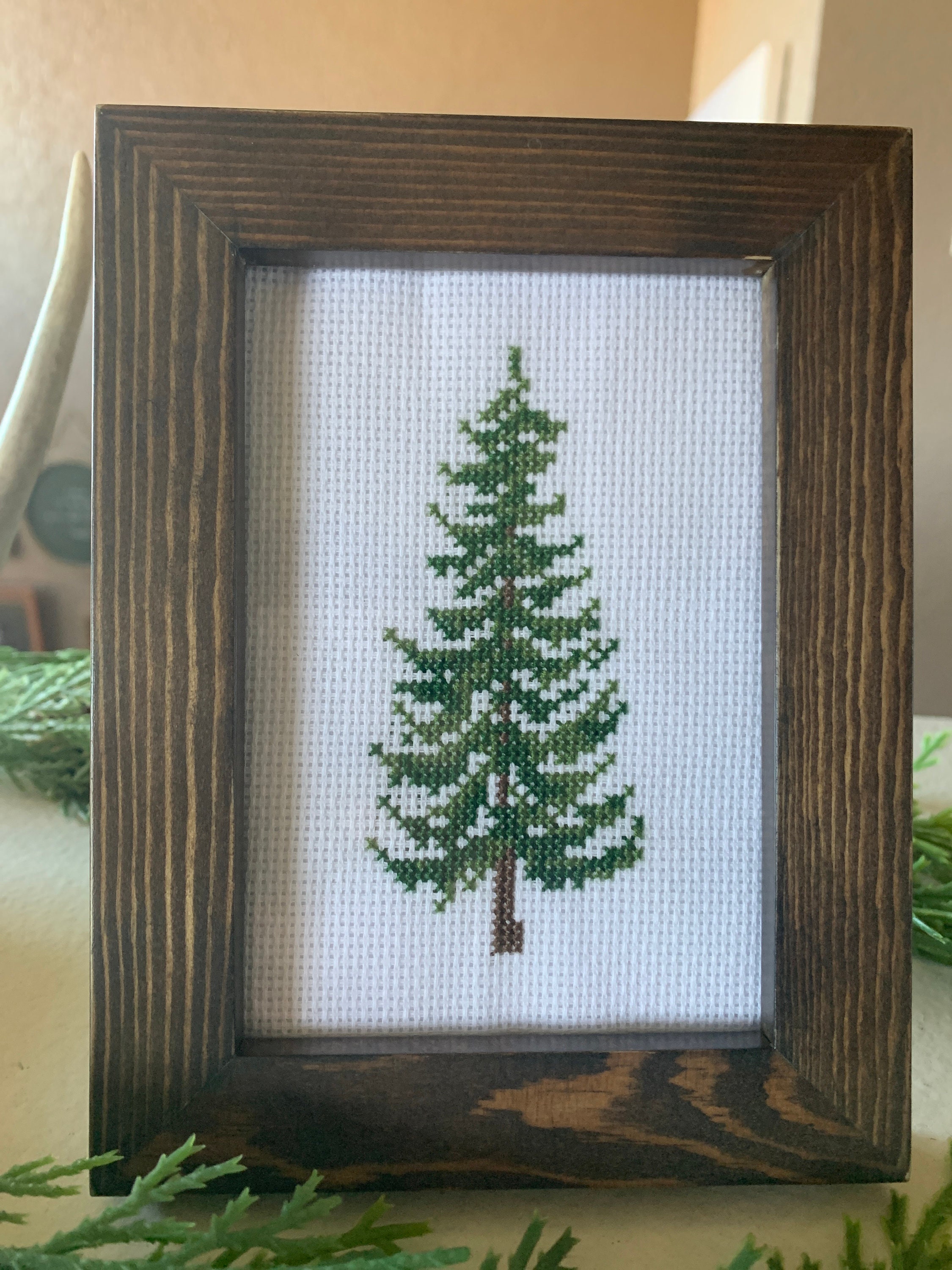 Pine Tree Cross Stitch Picture - Etsy