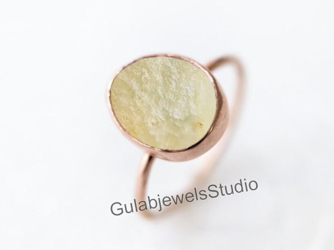 Boho Sterling Silver Libyan Desert Glass Ring, Tektite Gemstone - Etsy