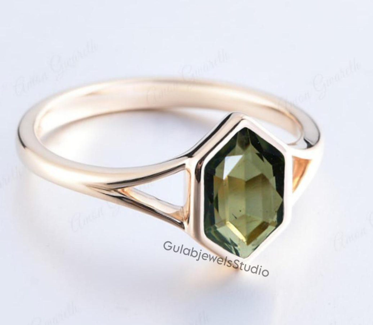 Handmade Hexagon Cut Moldavite Ring, Sterling Silver, Meteorite Jewelry ...