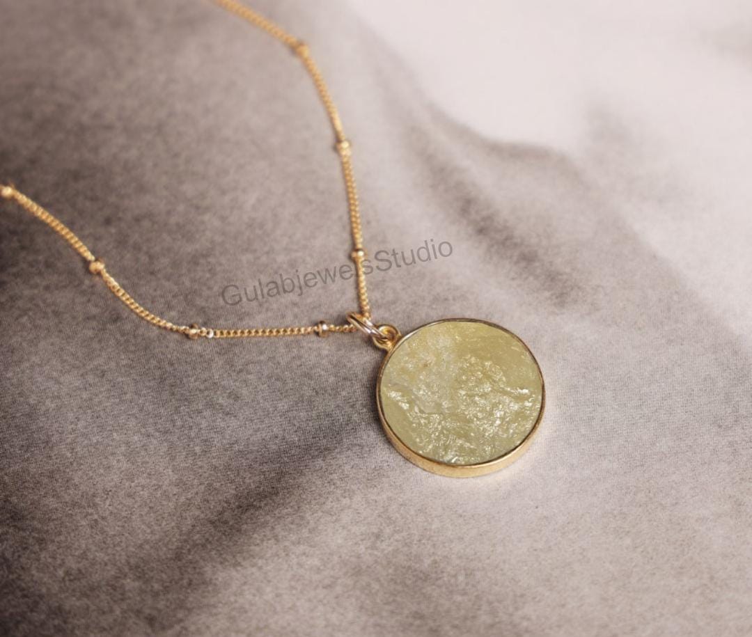 Libyan Desert Glass Round Pendant Silver Jewelry Libyan Glass Necklace ...