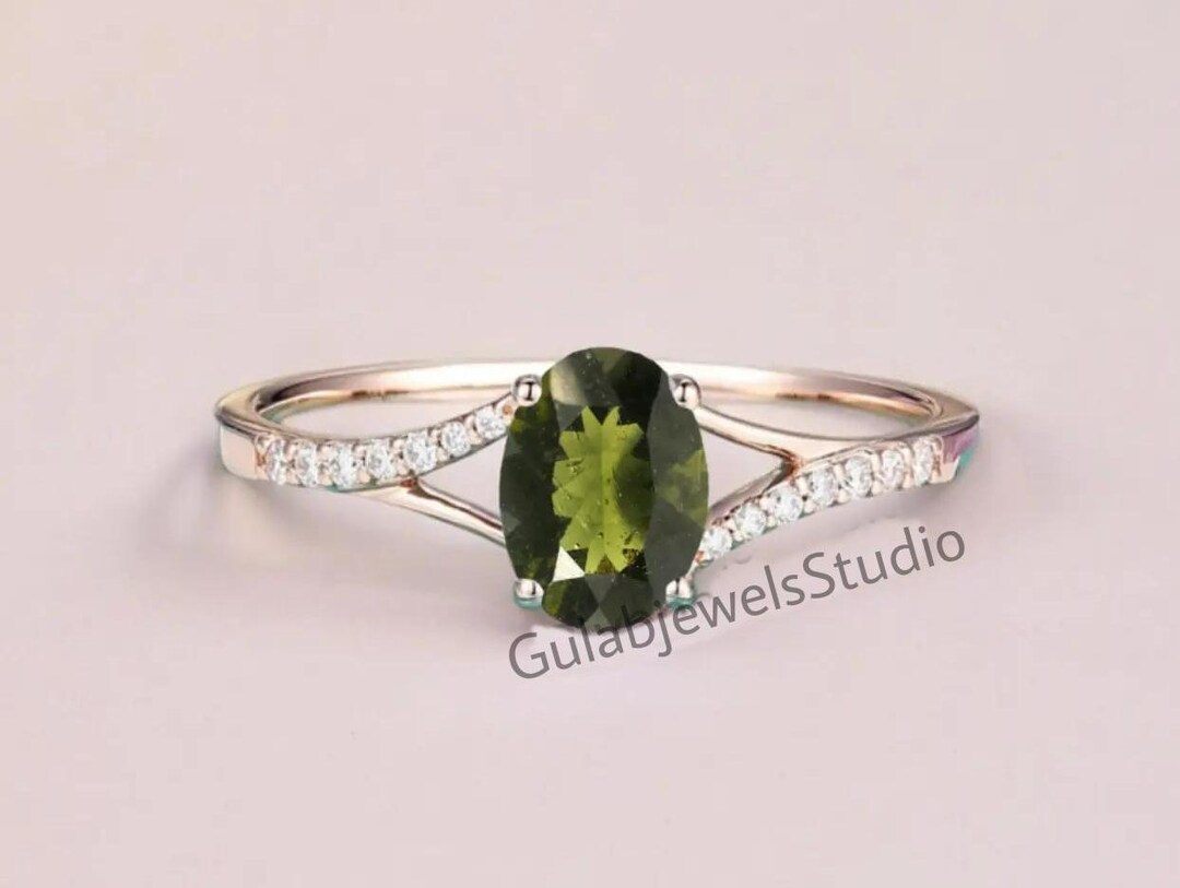 Oval Shape Cut Moldavite Stone, 925 Sterling Silver Ring, Wedding ...
