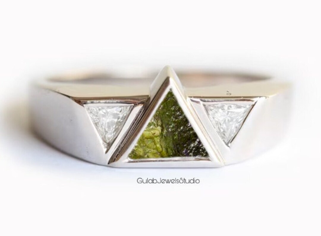 Natural Raw Moldavite Ring in Sterling Silver, Unique Moldavite Ring ...