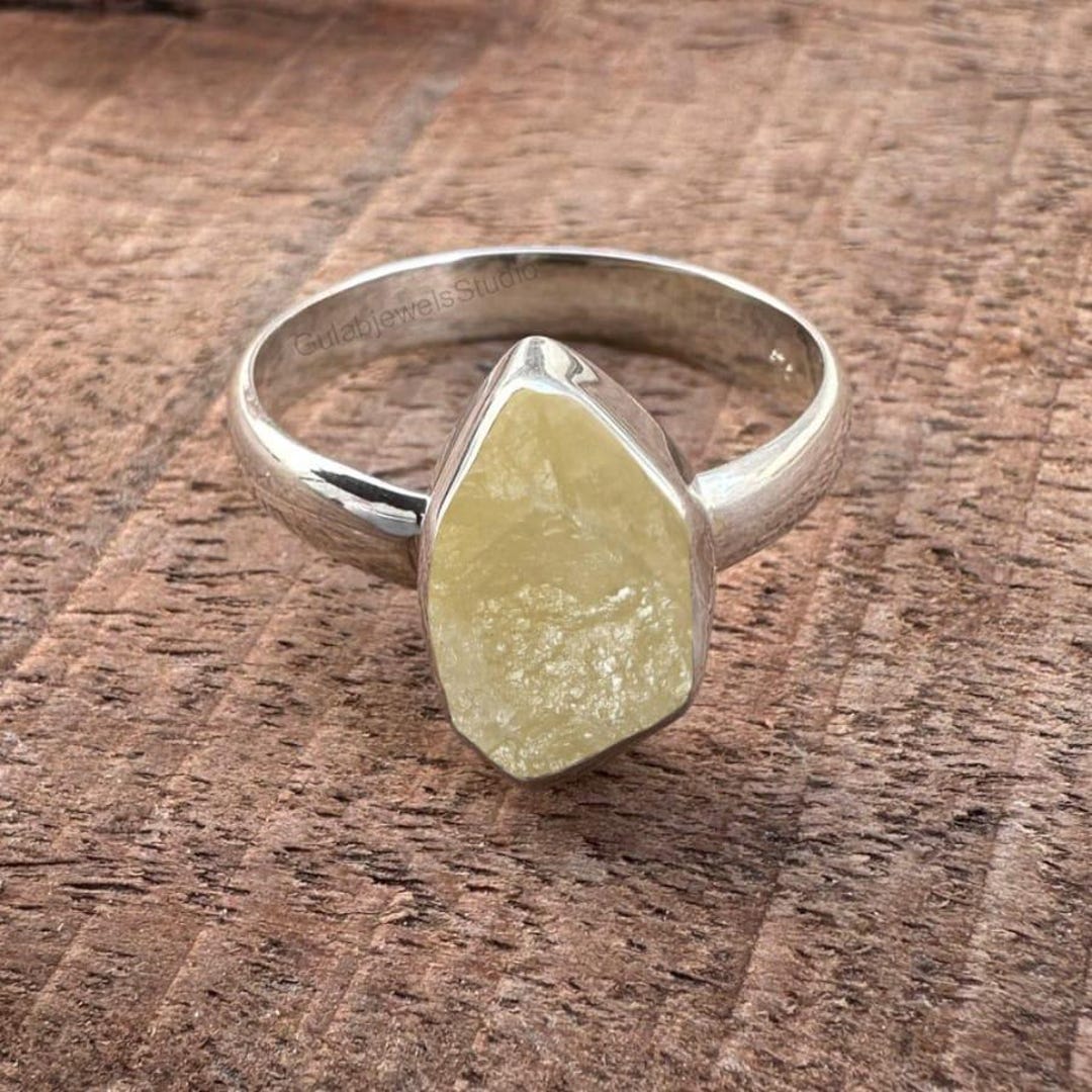 Libyan Desert Glass Ring, Sterling Silver, Boho Gemstone Jewelry - Etsy