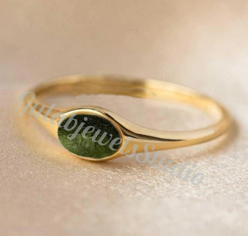 Natural Raw Moldavite Ring in Sterling Silver Engagement Moldavite Ring ...