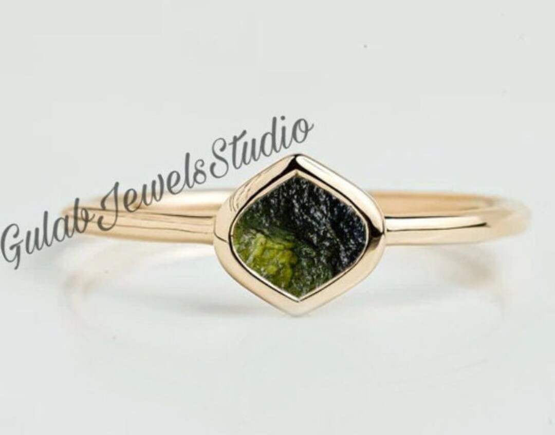 Moldavite Ring, Silver Moldavite Ring, Unique Moldavite Ring, Meteorite ...