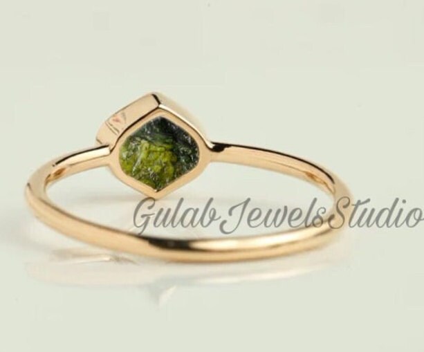 Moldavite Ring, Silver Moldavite Ring, Unique Moldavite Ring, Meteorite ...