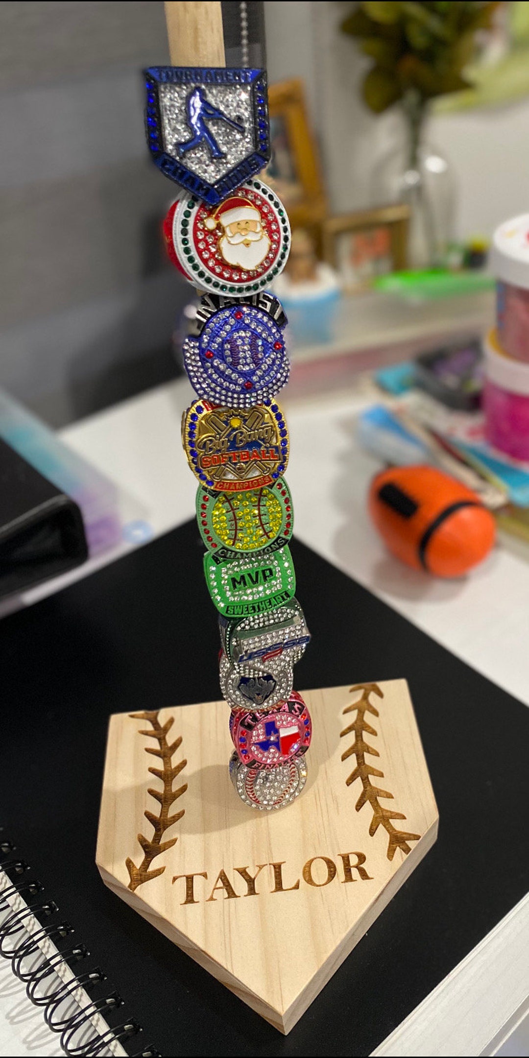 Wood Ring Holder | Baseball or Softball Ring Holder | Sports Ring ...