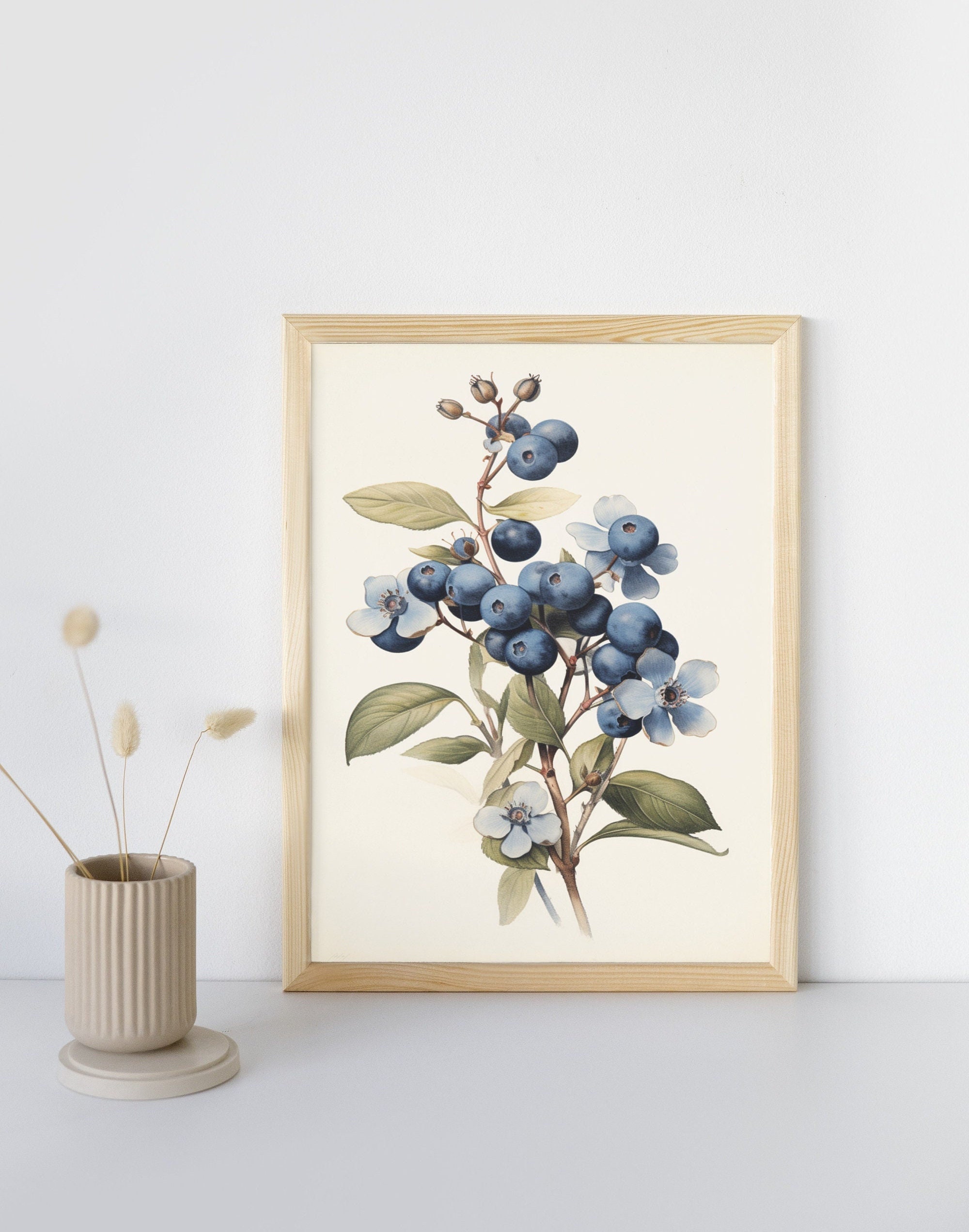 Blueberry Prints, Blueberry Botanical Illustration, Wall Decor, Vintage ...