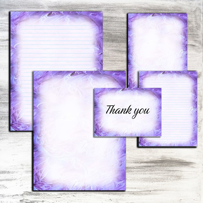 Purple Printable Stationery Instant Download 300 DPI PDF Stationary ...