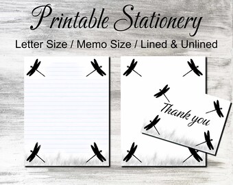 Dragonflies Printable Stationery Instant Download 300 DPI PDF ...
