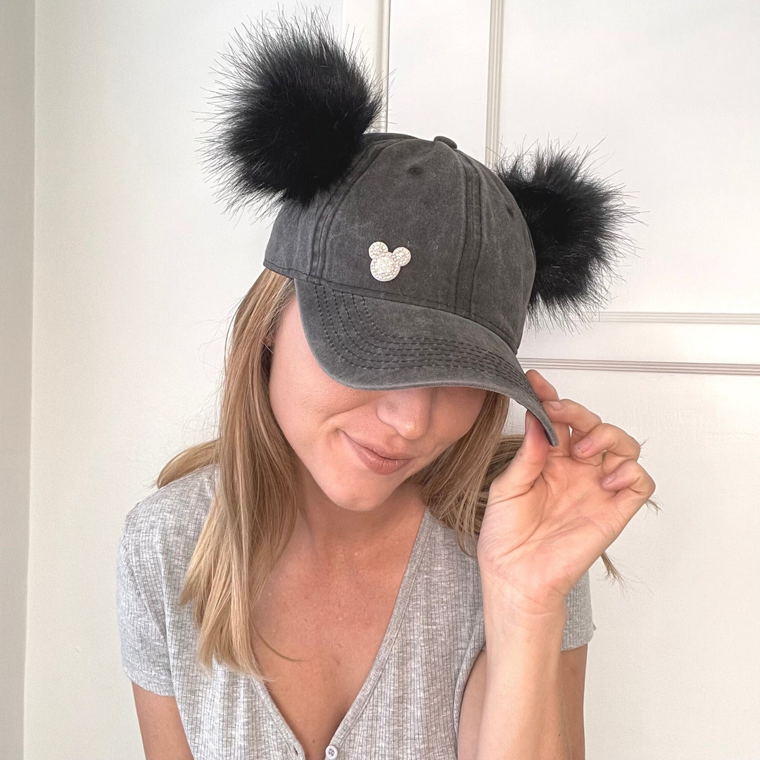 Basic Black Distressed Snapback | Custom Minnie Pom Pom Hat | Sunhat ...