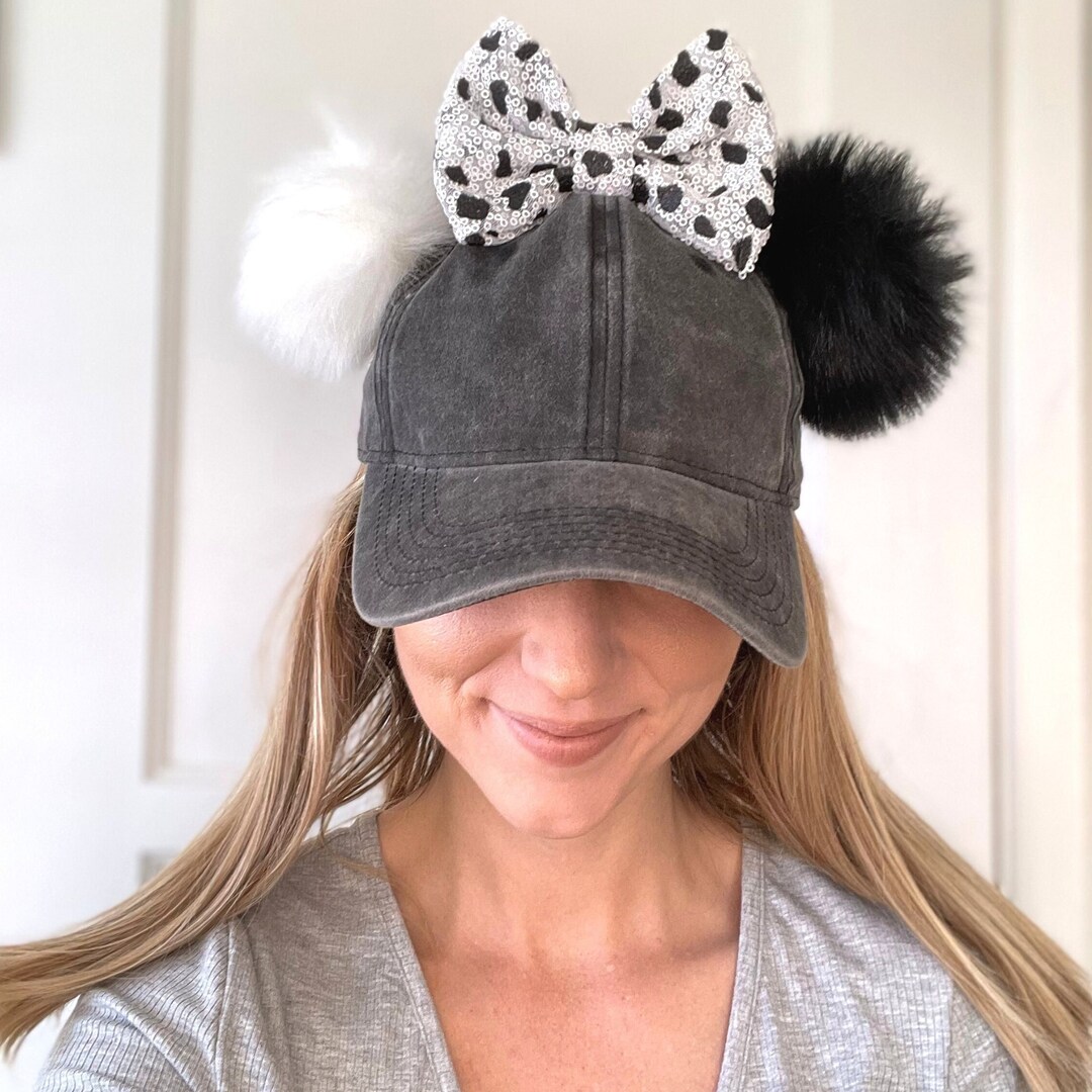 Cruella Deville Inspo Pom Pom Cap Custom Minnie Pom Pom Hat Disney ...