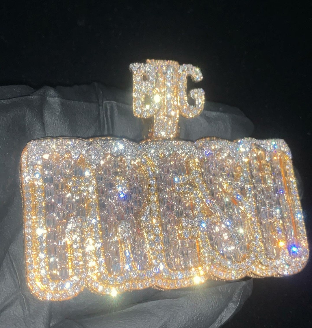 Iced Out VVS1 Moissanite Diamond Jewelry, Any Letter Custom Pendant ...