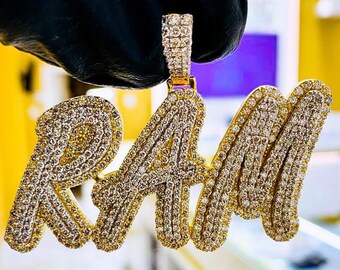 Custom Letter Pendant With Cuban Chain,custom Name Necklace,iced Out ...