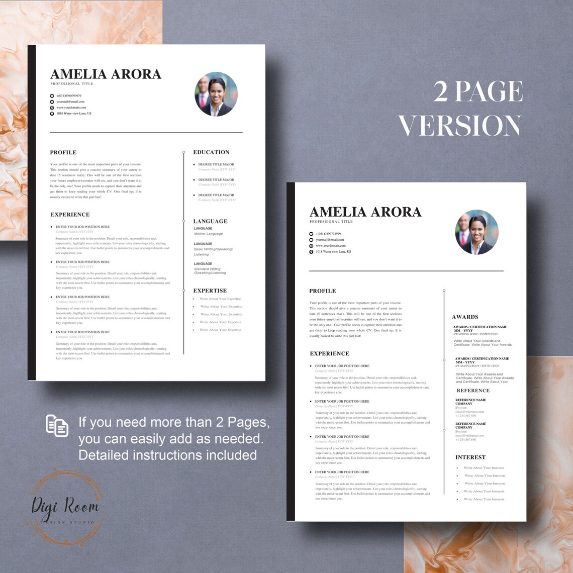 Modern Executive Resume Template, Professional Resume Template, CV ...