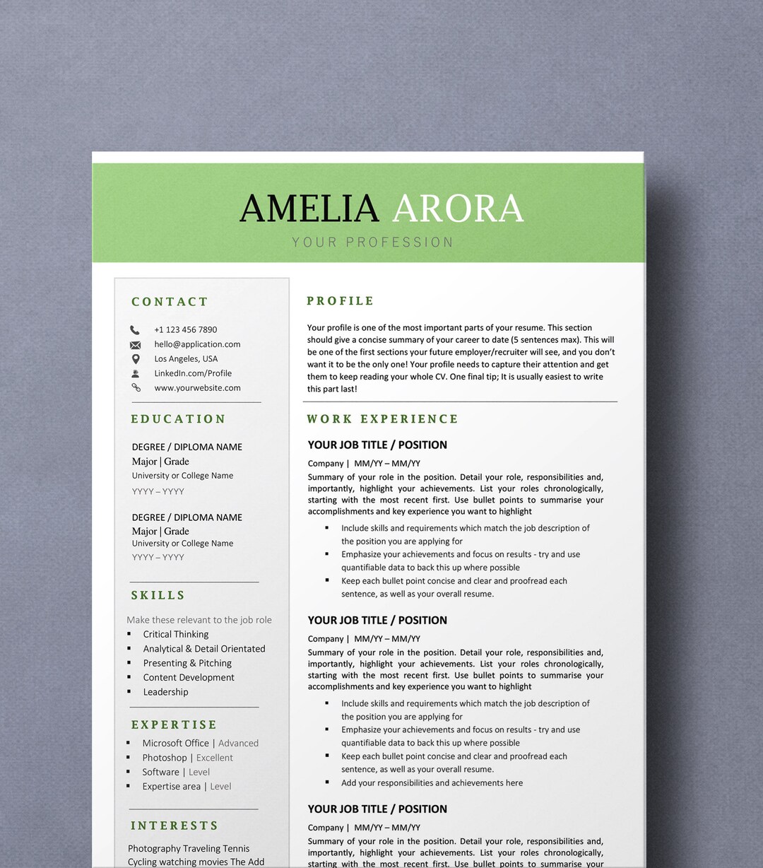Professional Resume Template Word. CV Template Professional, CV Design ...