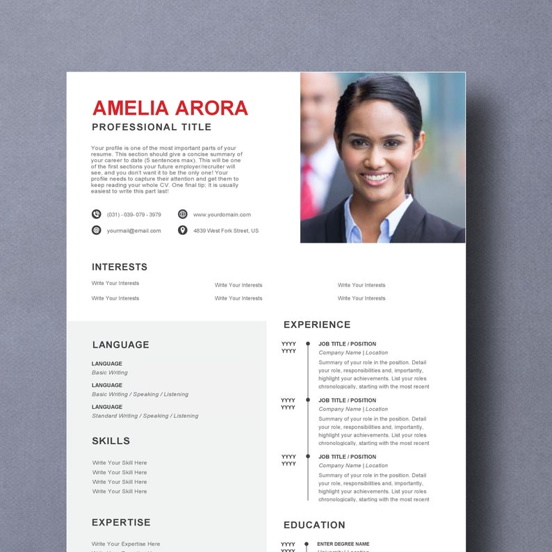 2 Page Resume Template Word. CV Template Professional, CV Design ...