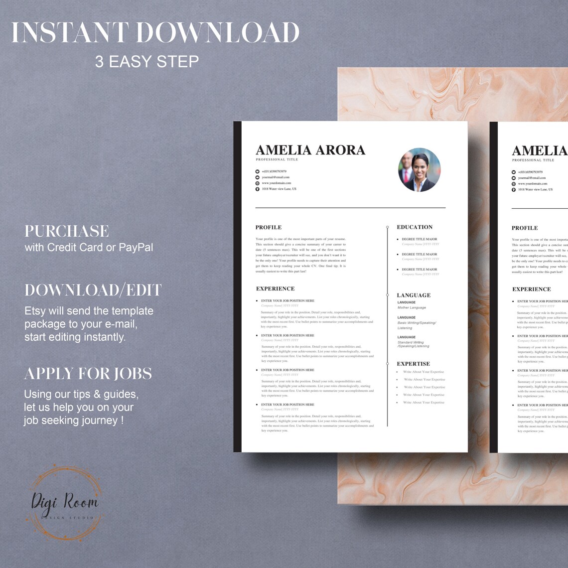 Modern Executive Resume Template, Professional Resume Template, CV ...