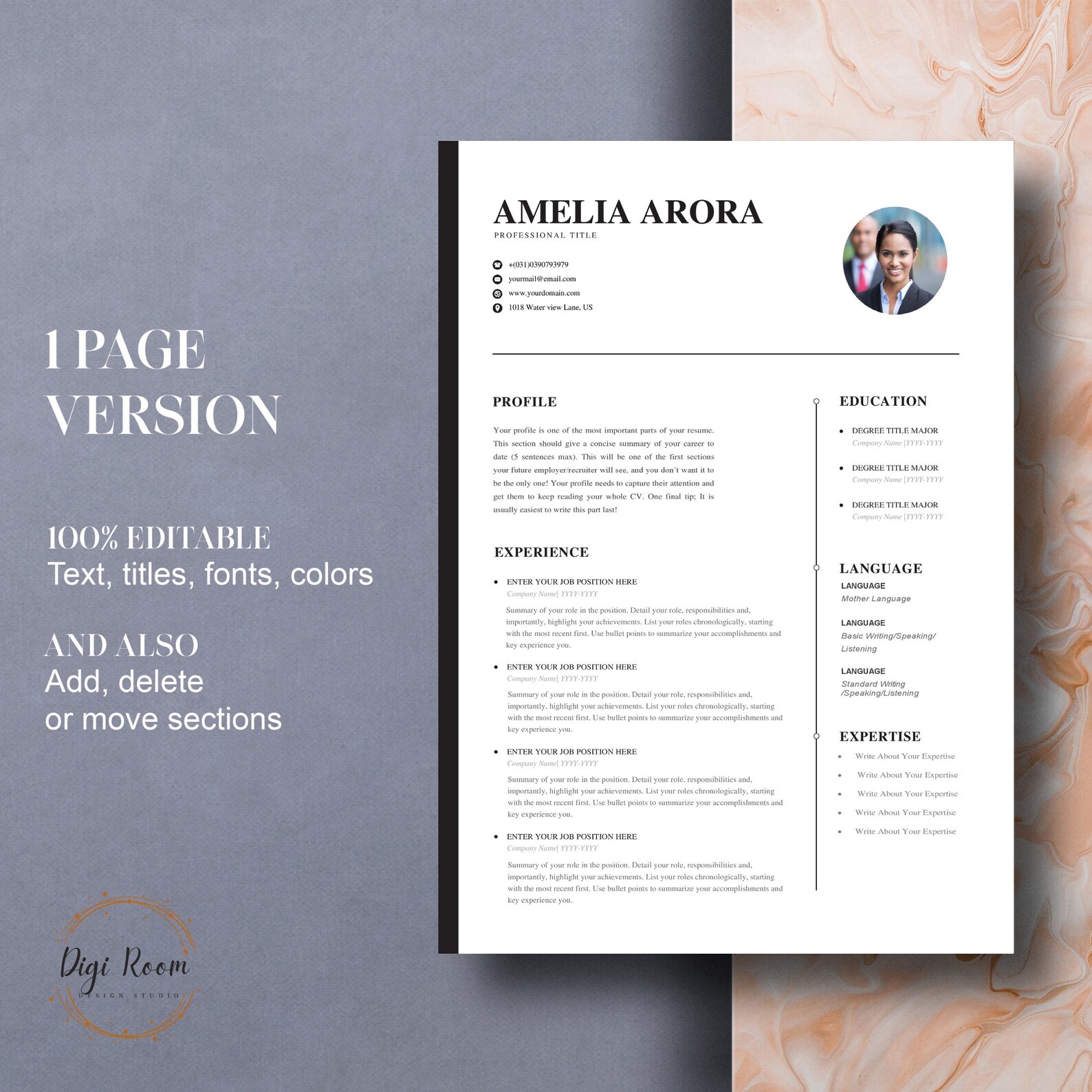 Modern Executive Resume Template Professional Resume - Etsy