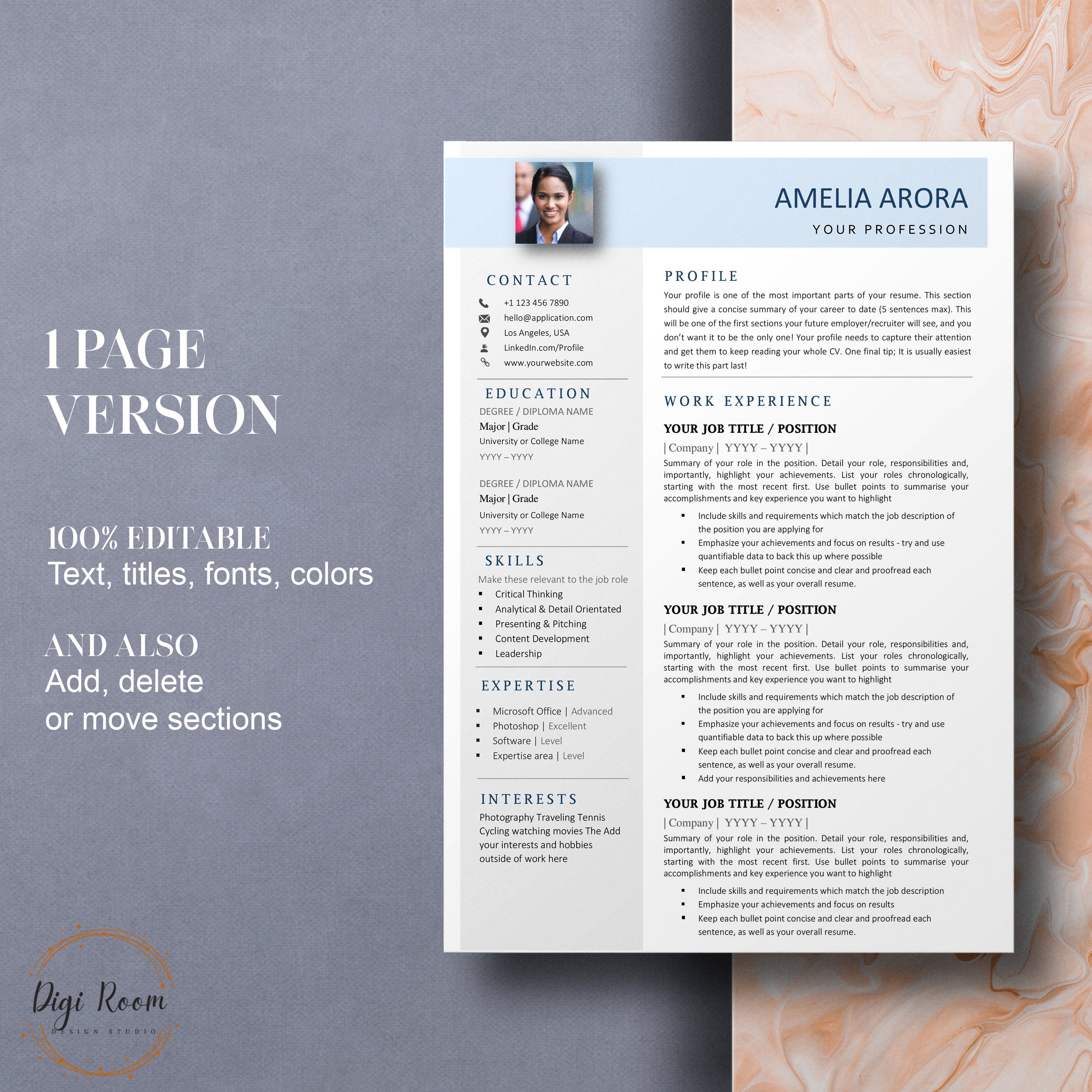 Modern Executive Resume Template Resume Template With Photo - Etsy