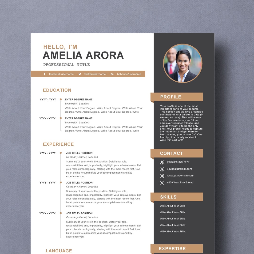 Modèle de CV exécutif pour Google Docs, Word, Apple Pages CV, modèle de ...