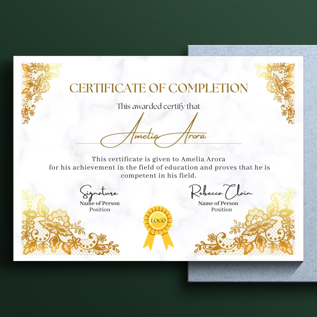 Editable Certificate of Achivement Editable Ceritificate of - Etsy