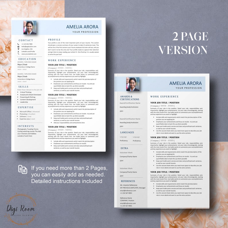 Modern Executive Resume Template Resume Template With Photo - Etsy