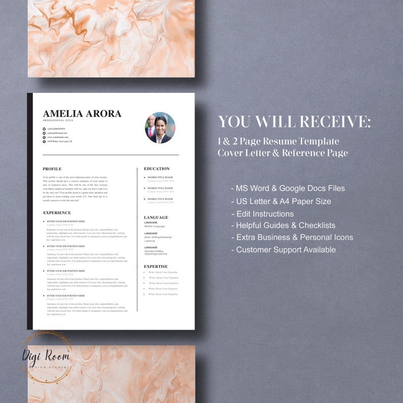 Modern Executive Resume Template Professional Resume - Etsy