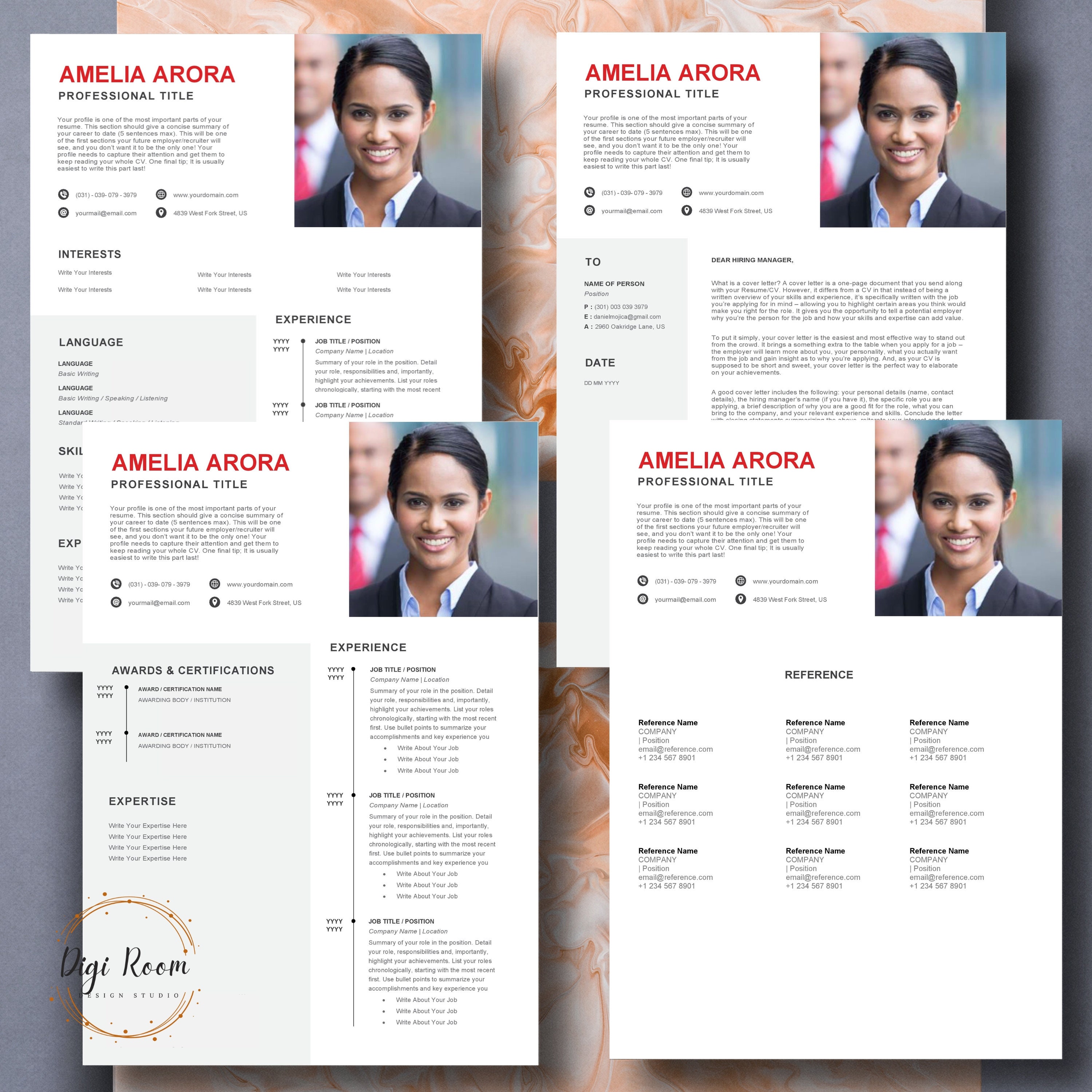 2 Page Resume Template Word. CV Template Professional, CV Design ...