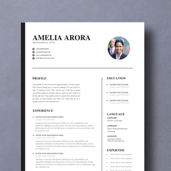 Modern Resume Man Template - Etsy