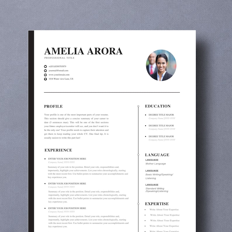 Modern Executive Resume Template Professional Resume - Etsy