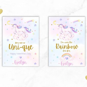 Editable Unicorn Valentine Cards for Kids, Classroom Valentines ...