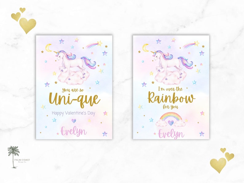 Editable Unicorn Valentine Cards for Kids, Classroom Valentines ...