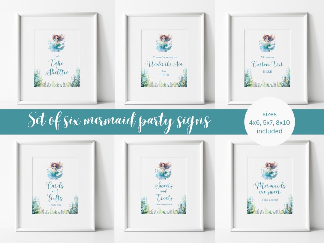 Editable Mermaid Party Signs, Under Sea for Girls Birthday Party Signs ...