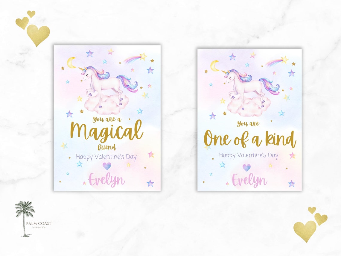 Editable Unicorn Valentine Cards for Kids, Classroom Valentines ...