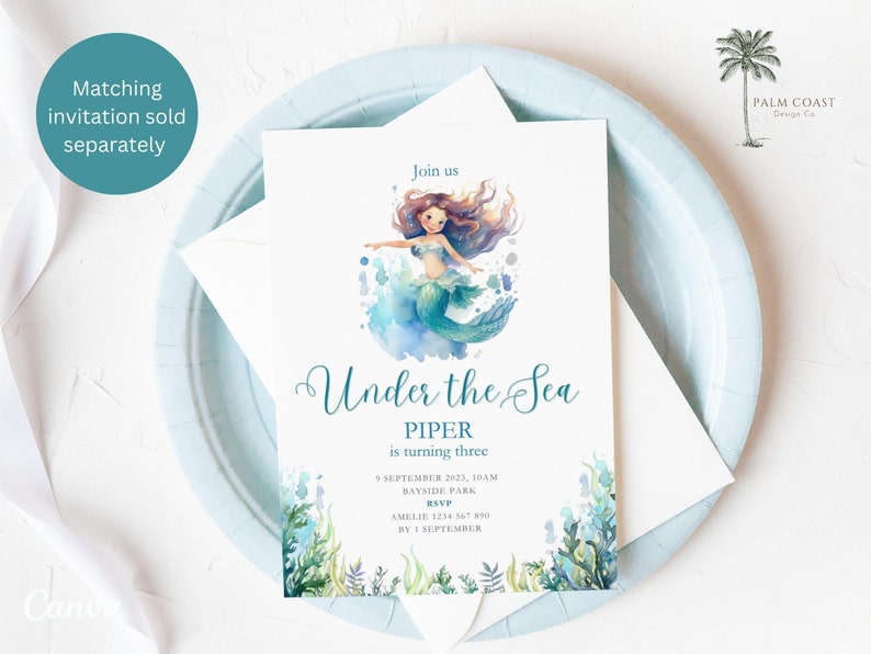 Editable Mermaid Party Signs, Under Sea for Girls Birthday Party Signs ...