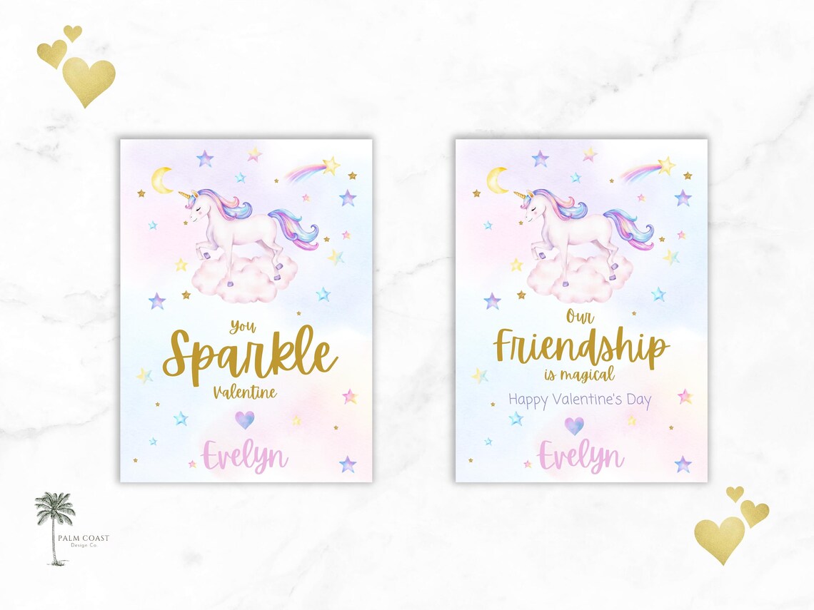 Editable Unicorn Valentine Cards for Kids, Classroom Valentines ...