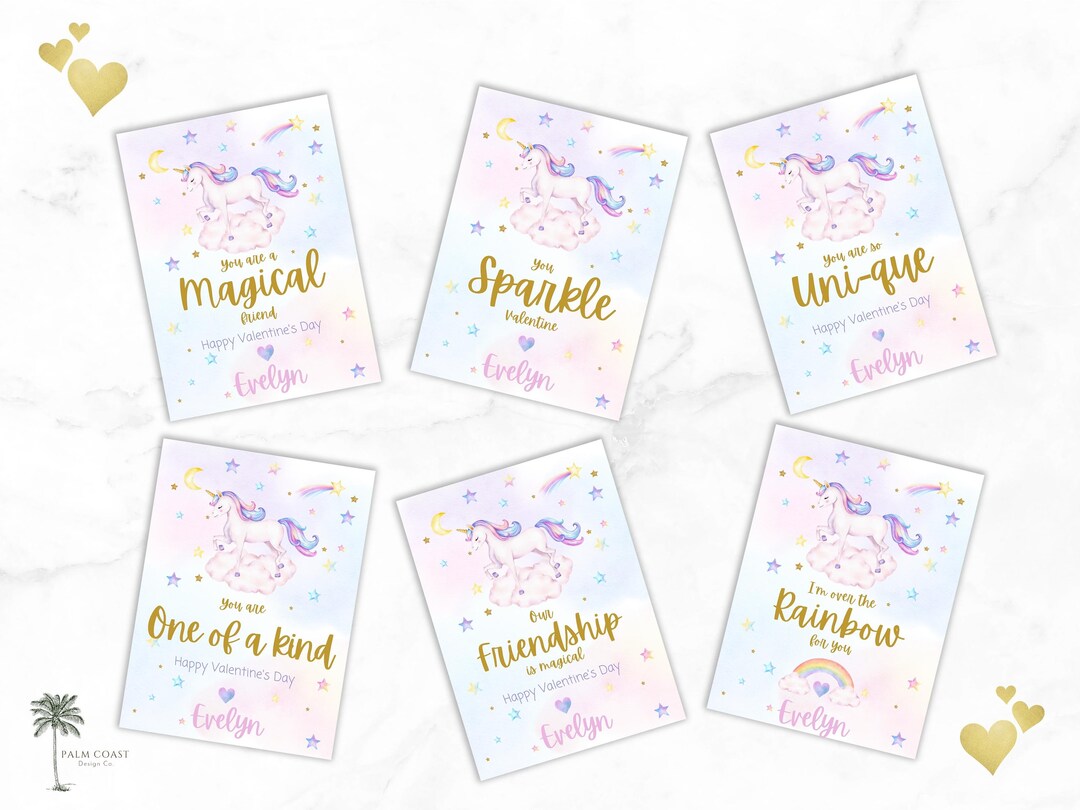 Editable Unicorn Valentine Cards for Kids, Classroom Valentines ...