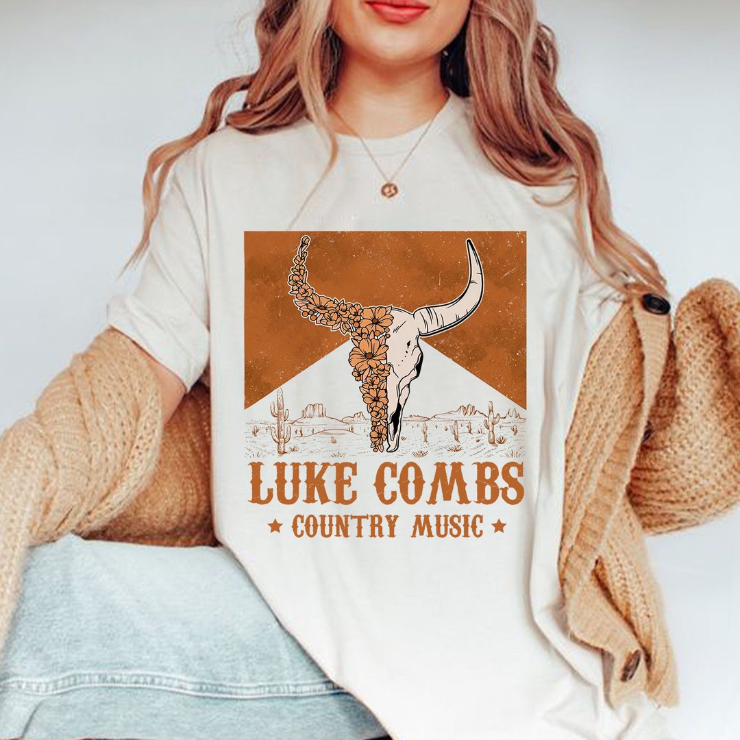 Luke Combs Bull Skull T Shirt Luke Combs Tour Shirt Country Etsy