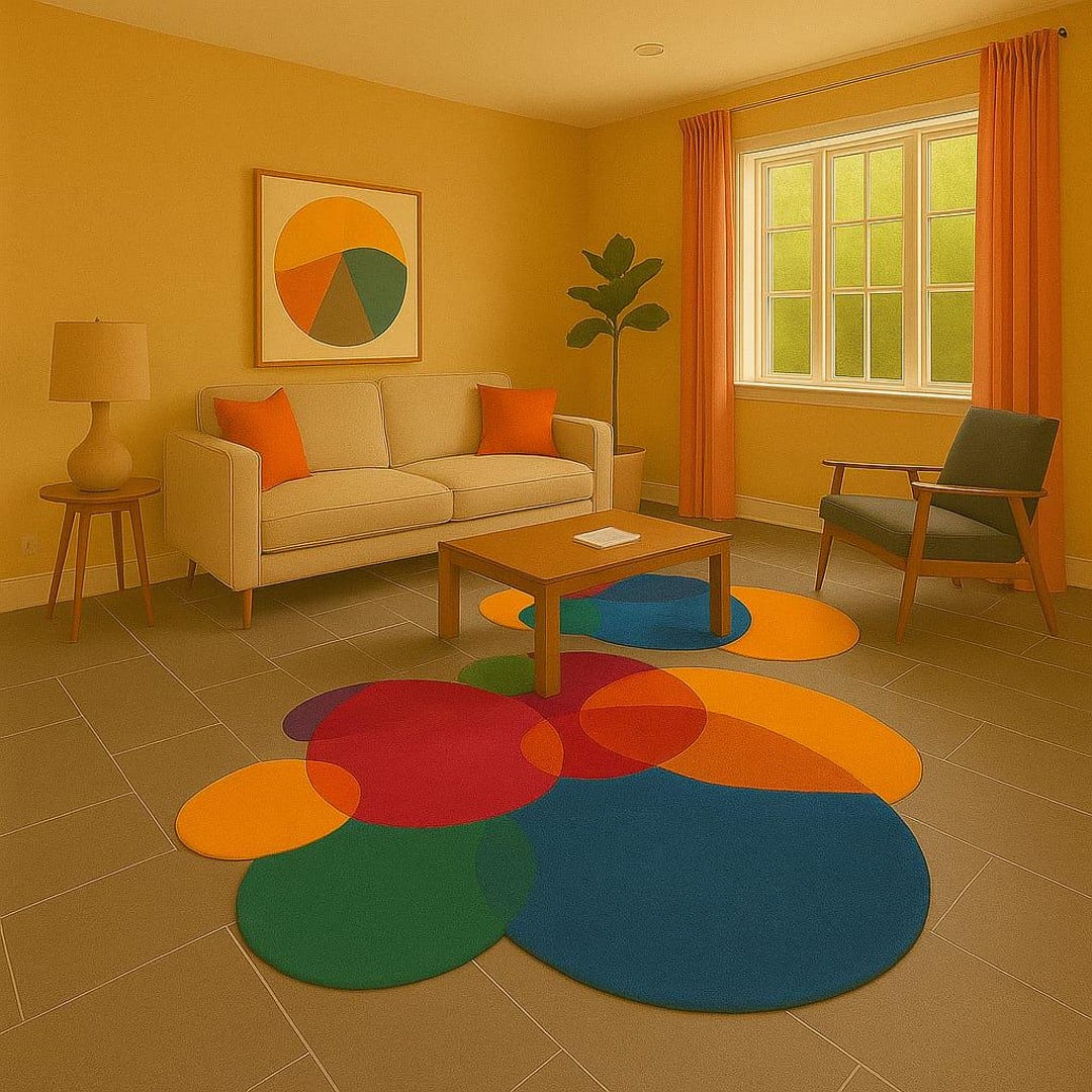 Modern Abstract Round Circle Rug – Multicolor Overlapping Design for ...