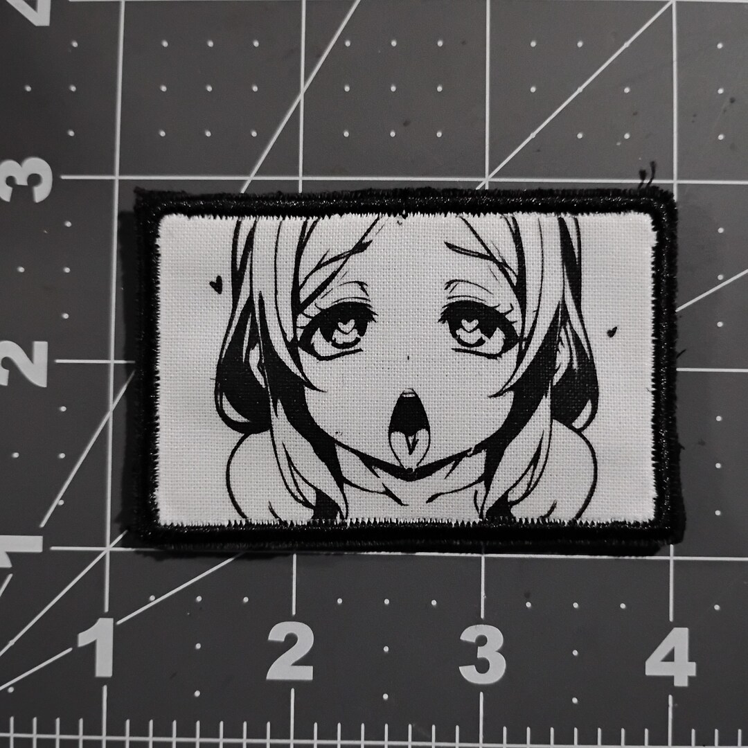 Waifu Embroidery Anime Patch, Ahegao Ecchi Hook and Loop Patch, Cute ...