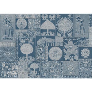 Buy Geet Madhubani Indian Wallpaper, Dusky Blue Color , Traditional ...